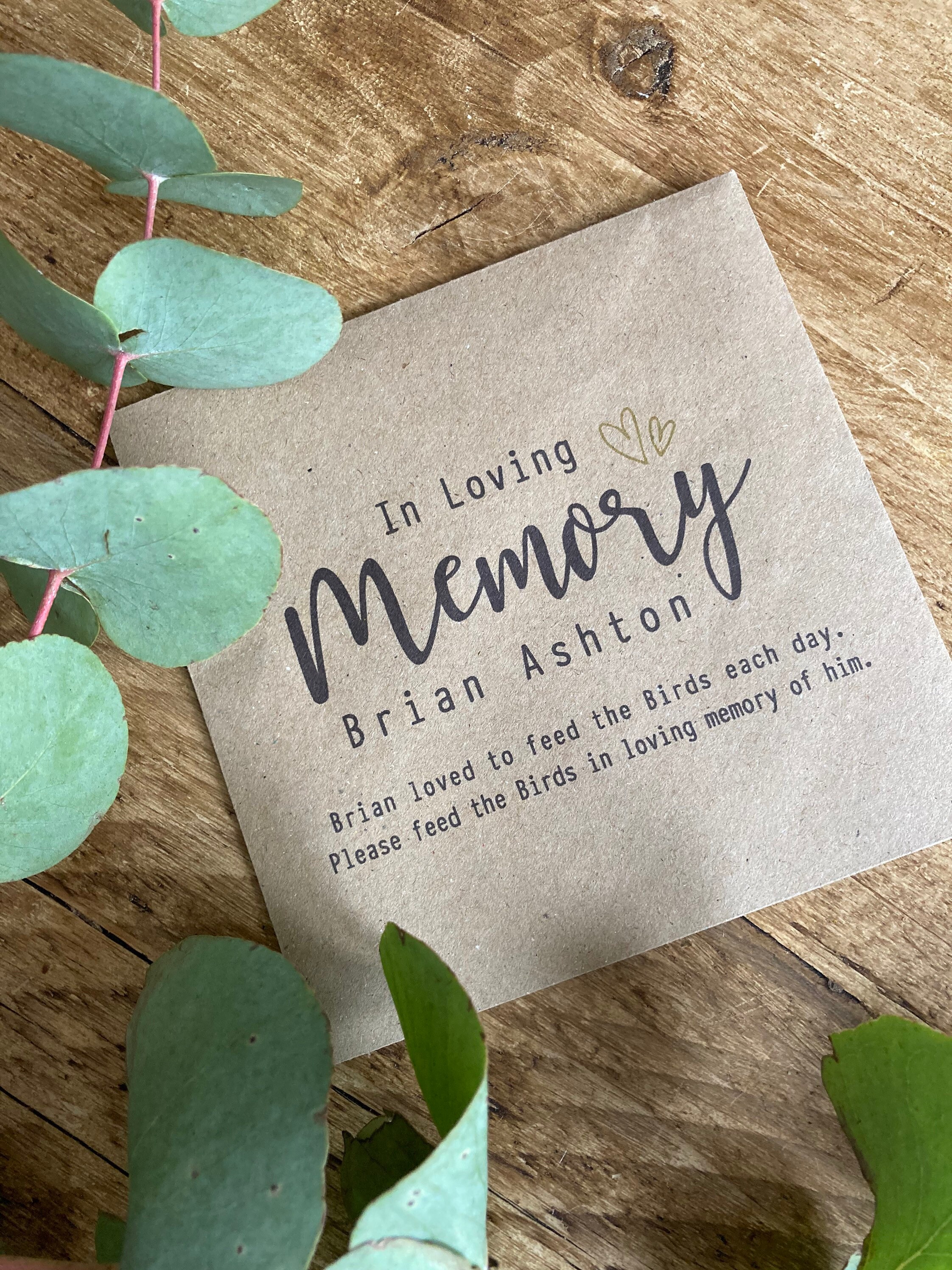 In Loving Memory Bird Seed Envelopes. Personalised Funeral | Etsy