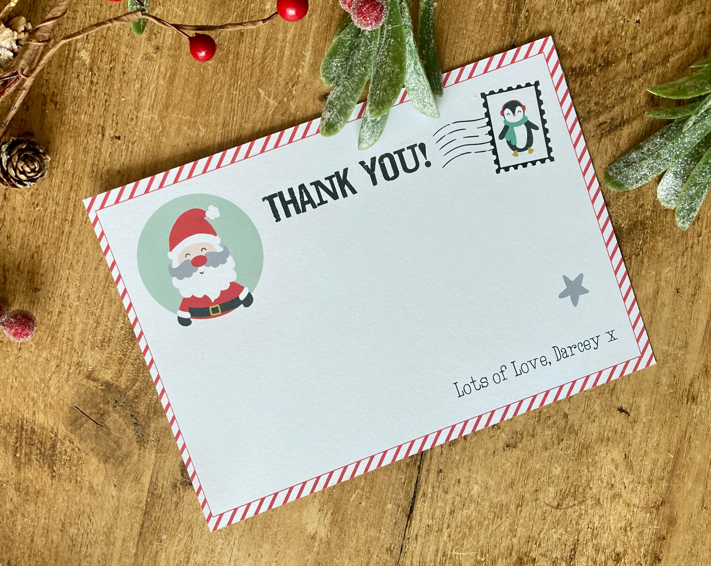 Personalised Christmas Thank You Postcards. Cute Childs Name - Etsy UK