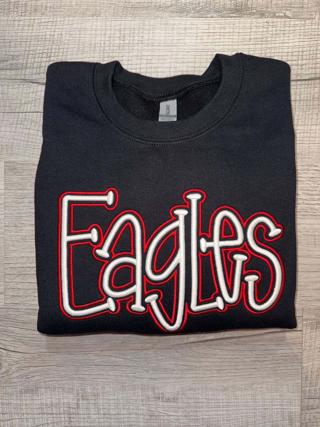 Eagles Embroidered Sweatshirt, Custom Embroidered Team Sweatshirt, Puff ...