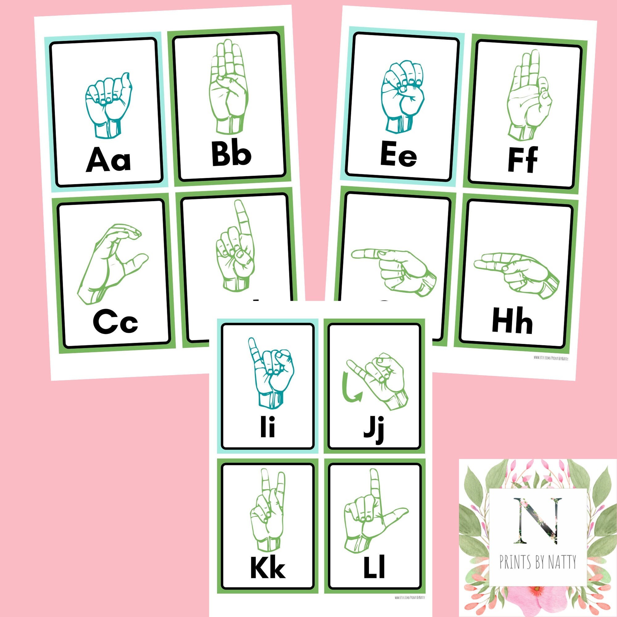 Sign Language (ASL) Flash Card for Beginners, Letters, Alphabet and ...