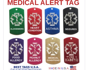 Medical Alert Stainless Steel Diabetic Custom Engraved Medic ID ...