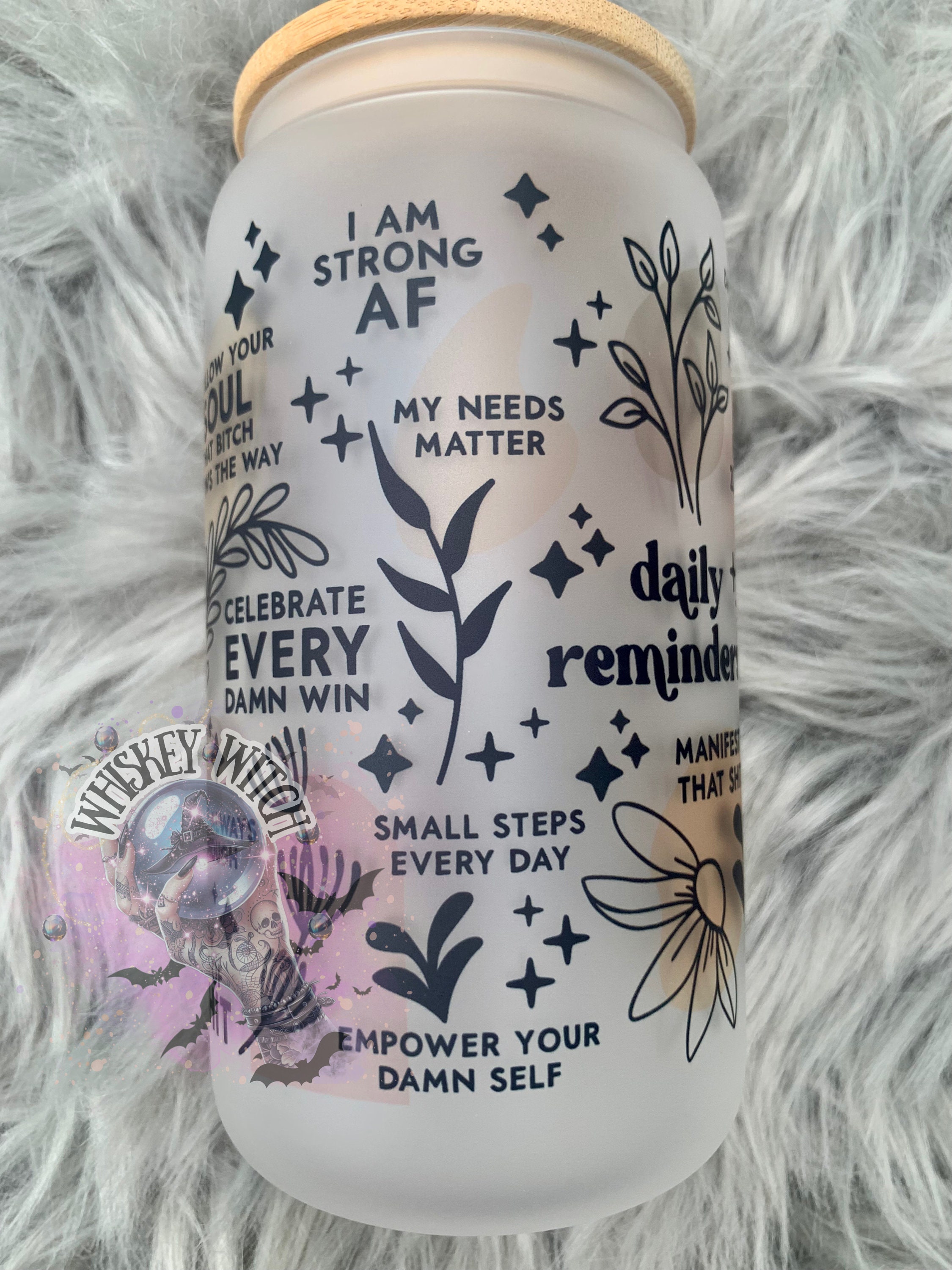 Daily Reminders 16oz Glass Iced Coffee Cup With Lid & Straw - Etsy