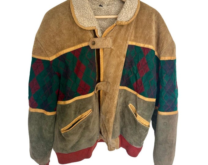 Vintage Boho Aztec Jacket | Brown Leather Bomber | Festival Style Coat ...