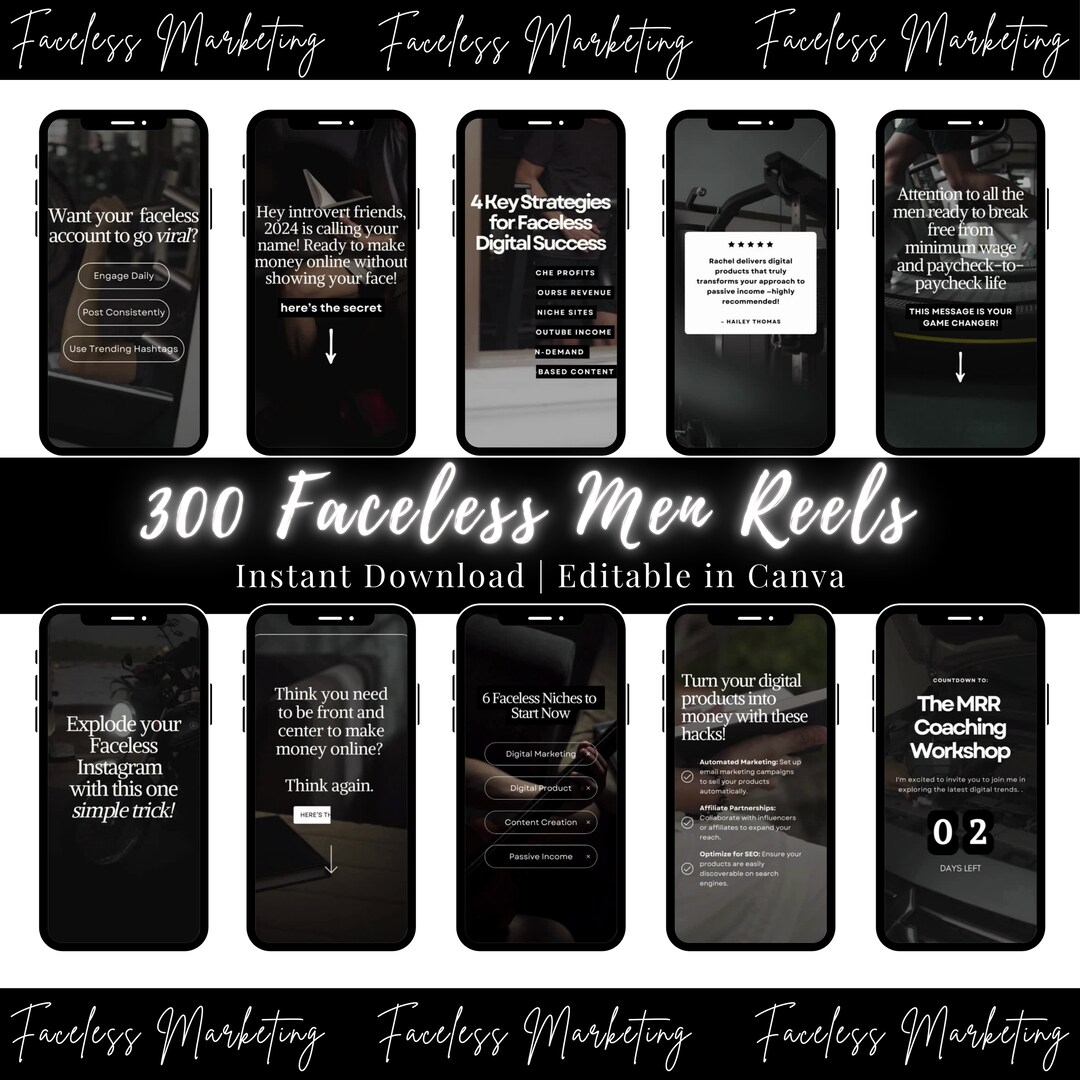 MRR Faceless Men Reels Dark Aesthetic With Done for You Content ...