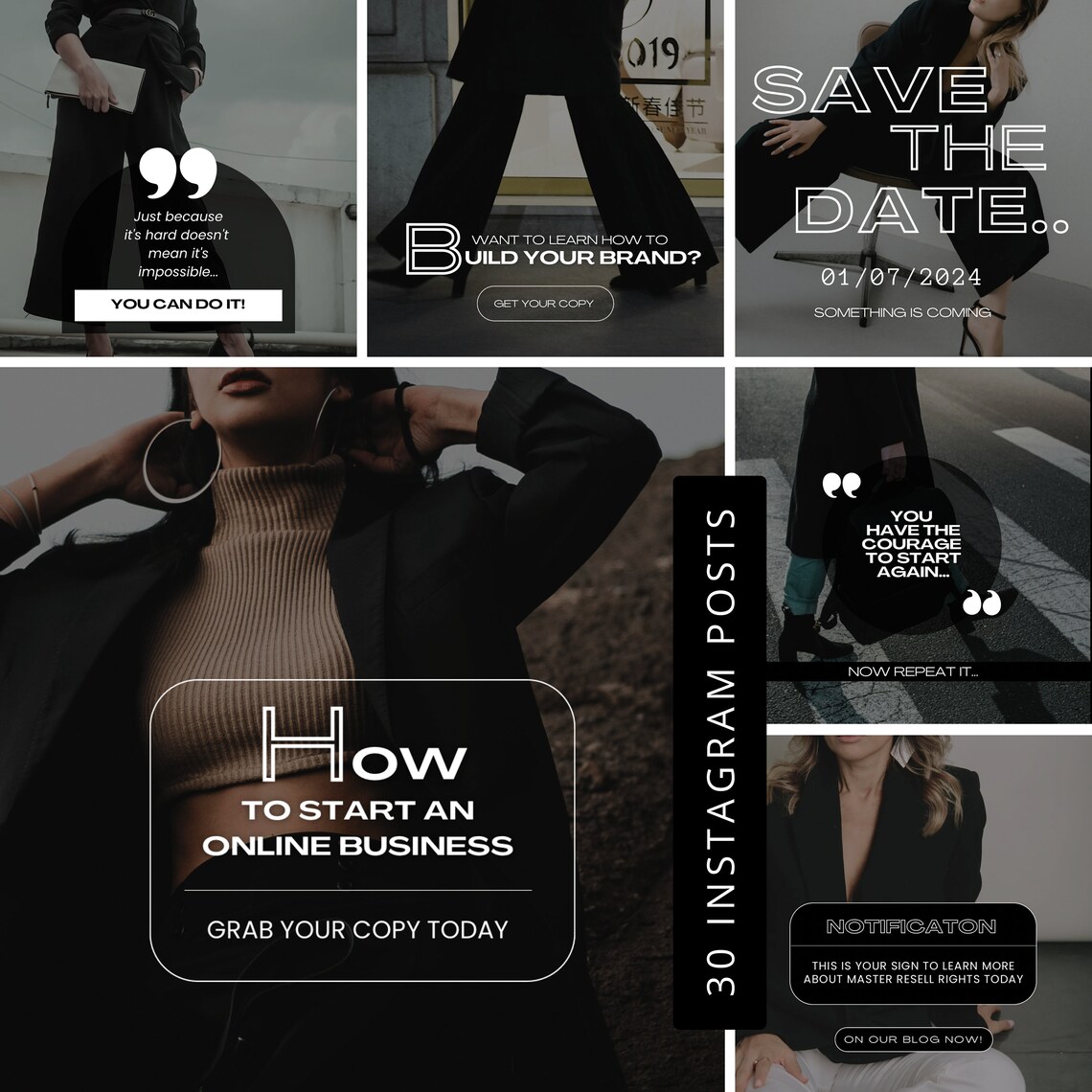 Dark Aesthetic Social Media Content Kit With MRR/PLR Instagram Posts ...