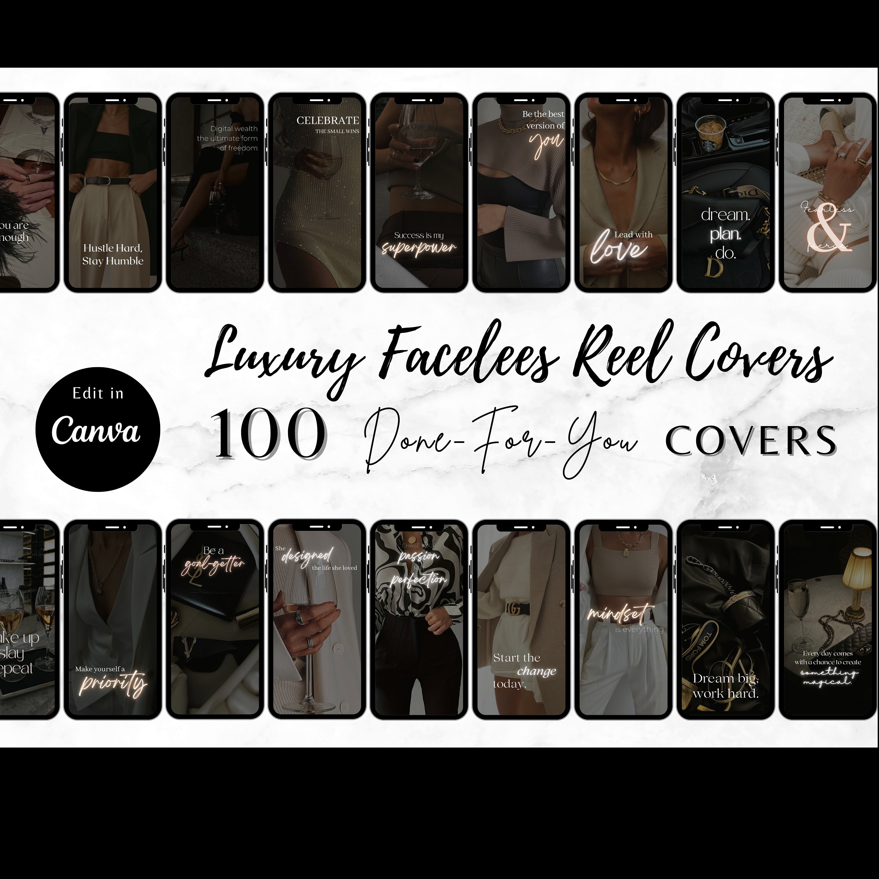 Luxury Instagram Faceless Marketing Covers L Stories L Social Media ...