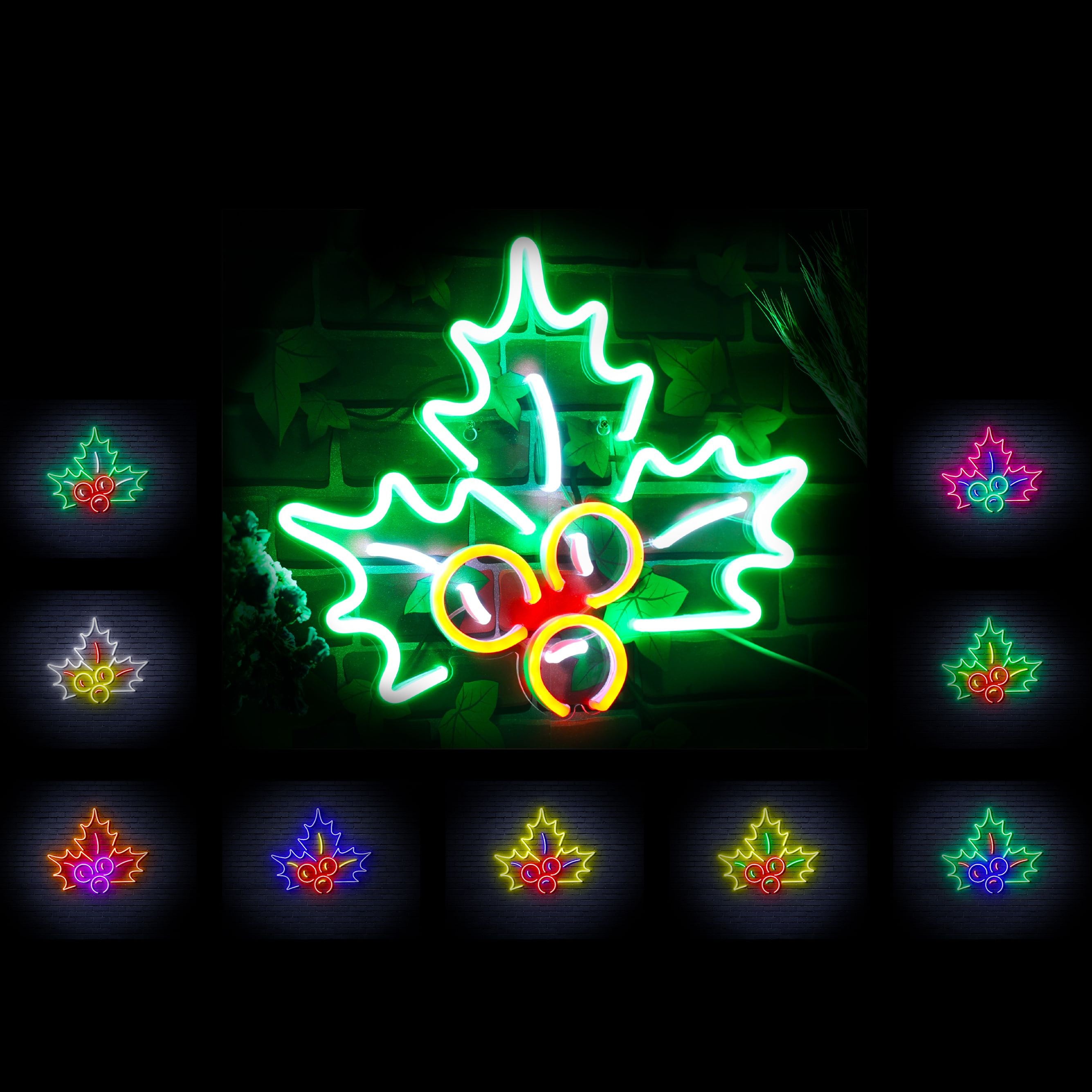 Christmas Holly Leaves Decoration Flex Silicone LED Neon Sign - Etsy