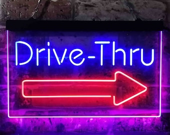 Drive Thru Open Arrow Right Dual Color LED Neon Sign St6-i3886 | Etsy