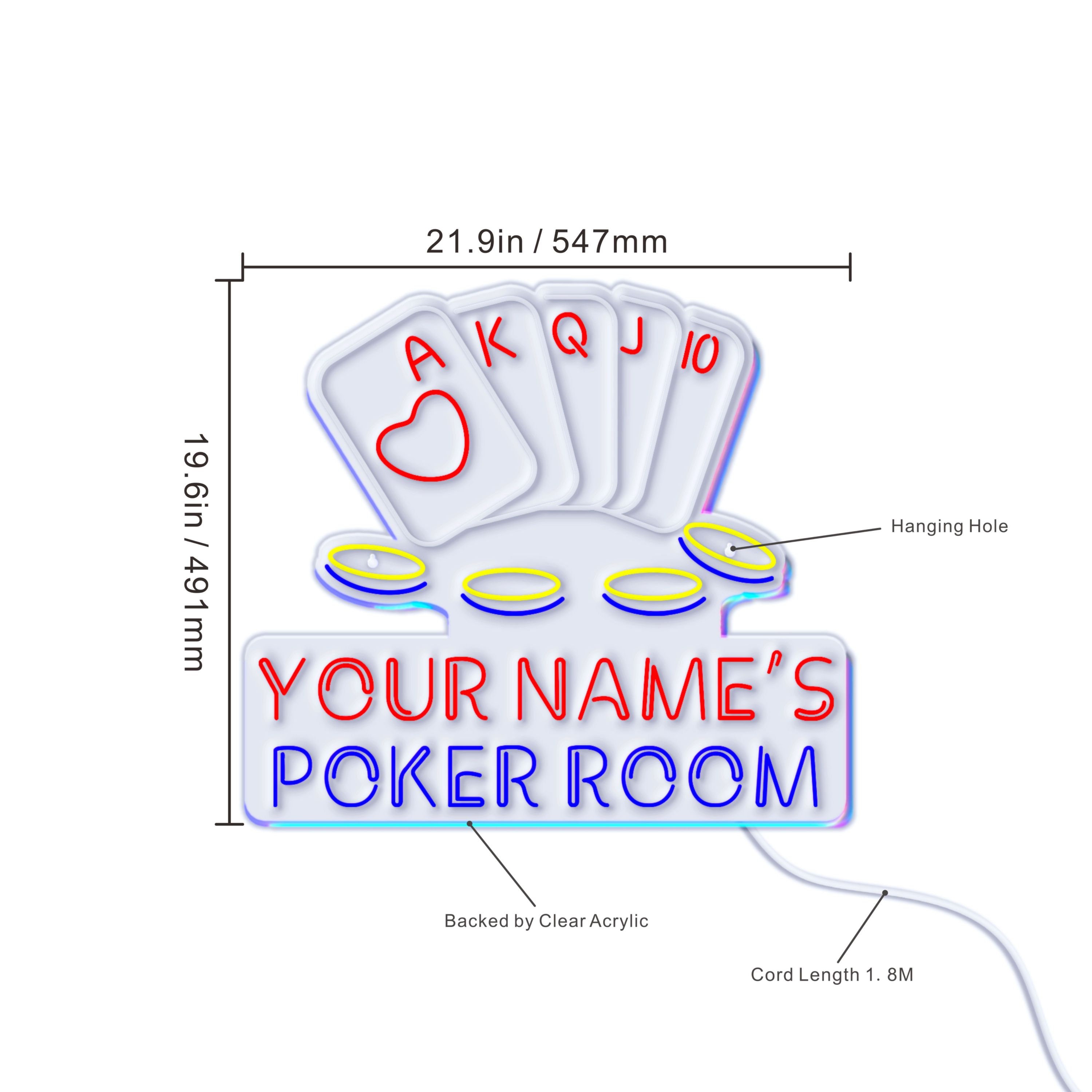 Name Personalized Poker Room Casino Extra-large Ultra-bright LED Neon ...