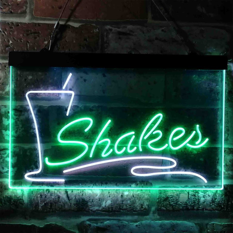 Shakes Drink CafÃ© Display Dual Color LED Neon Sign St6-i3752 - Etsy