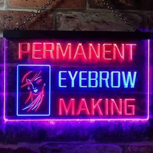 Permanent Eyebrow Making Beauty Salon Dual Color LED Neon Sign St6 ...