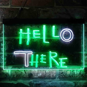 Hell Here Hello There Game Room Man Cave Dual Color LED Neon Sign St6 ...