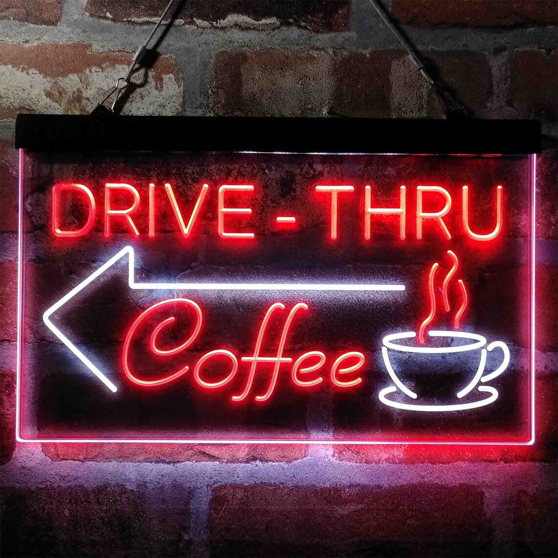 Drive Thru Coffee Shop Arrow Left Dual Color LED Neon Sign | Etsy