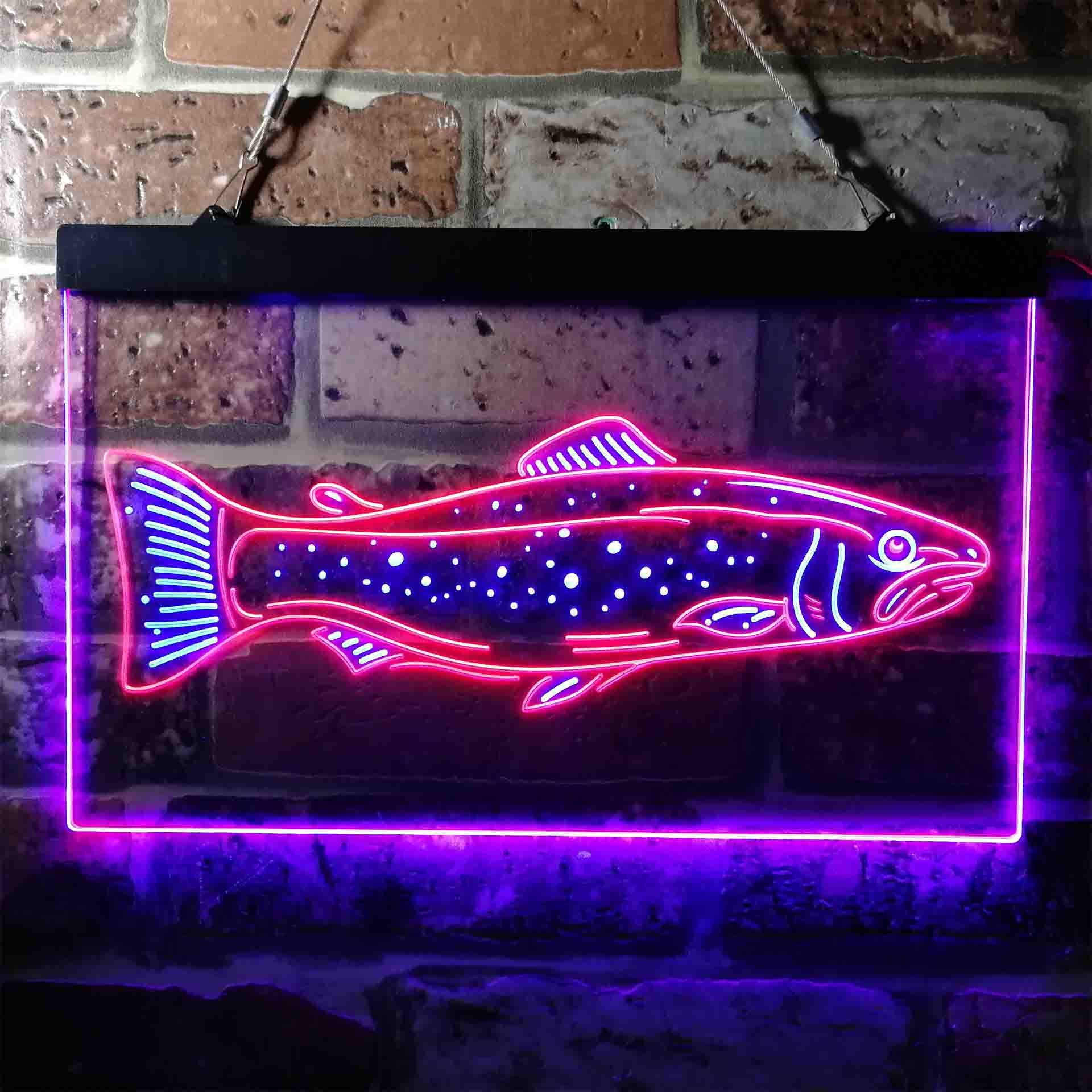 Trout Fish Garage Man Cave Dual Color LED Neon Sign st6-i3728 | Etsy