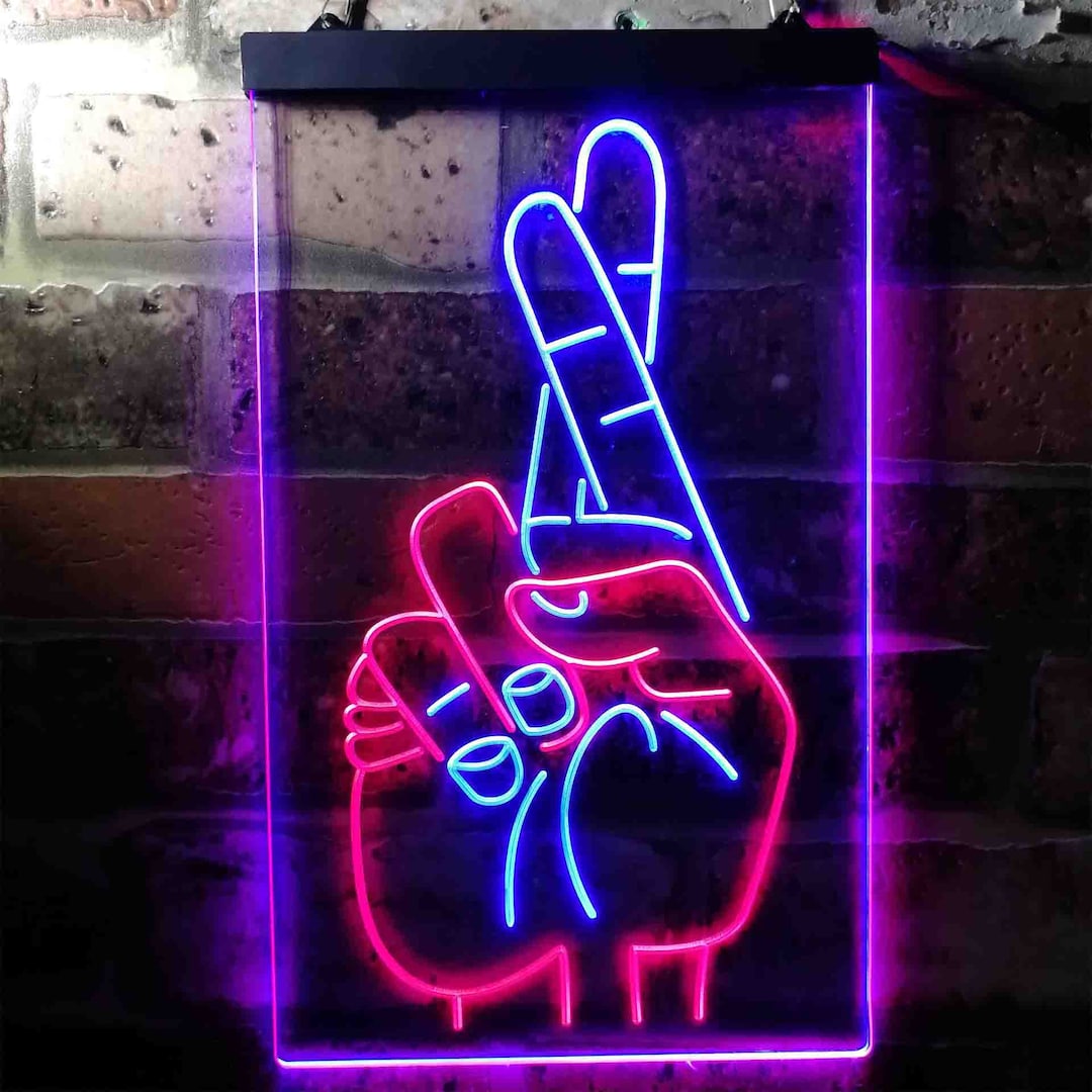 Crossed Fingers for Good Luck Dual Color LED Neon Sign St6-i3699 - Etsy