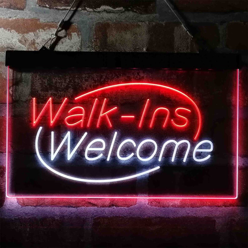 Walk-ins Welcome Display Shop Dual Color LED Neon Sign - Etsy