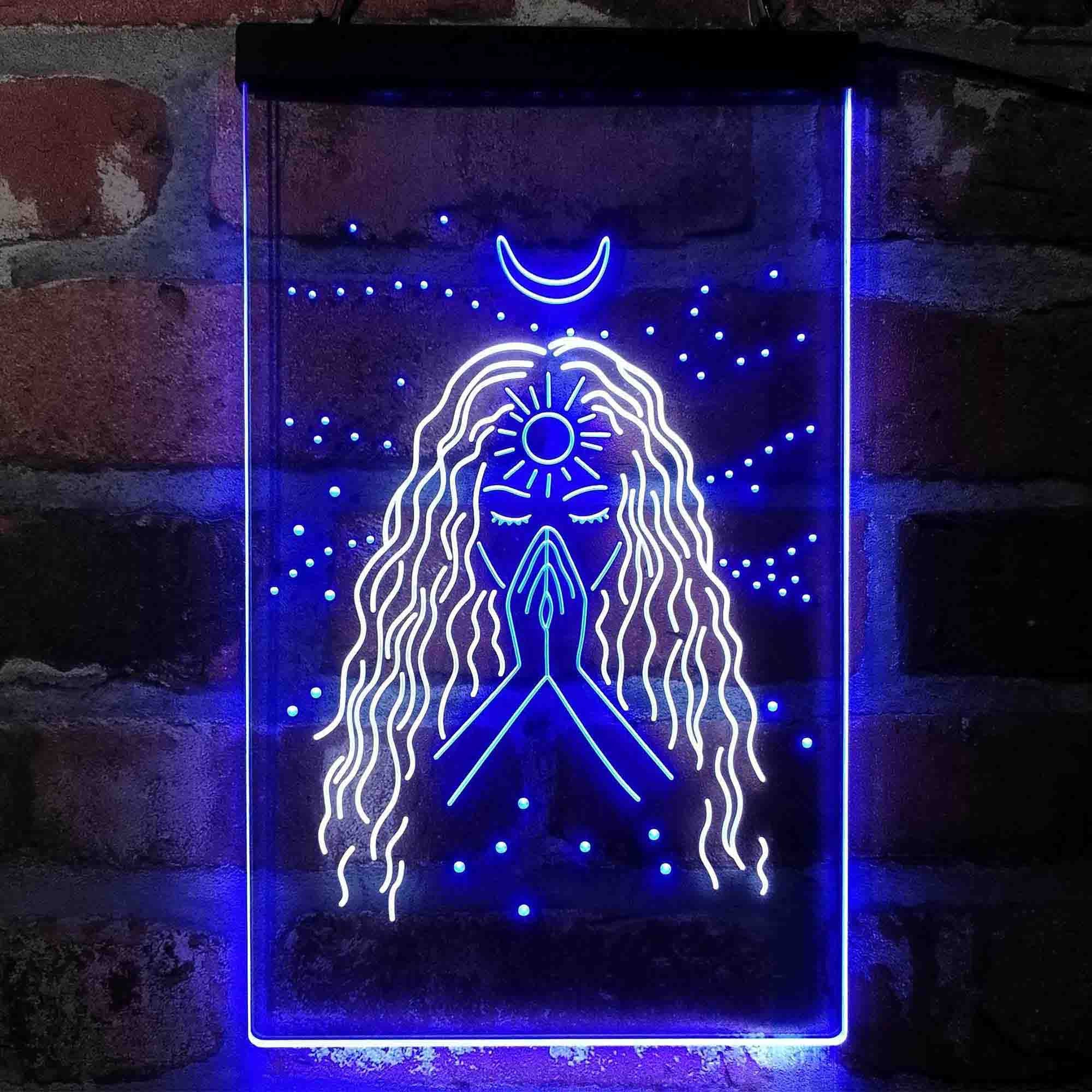 Psychic Girl Moon Star Bedroom Decoration Dual Color LED Sign | Etsy