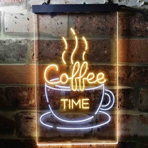 Coffee Time Cup Shop CafÃ© Dual Color LED Neon Sign St6-i3708 - Etsy