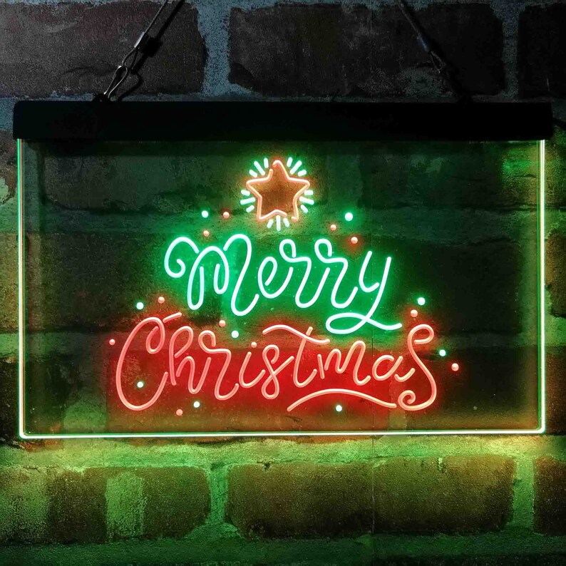 Merry Christmas Star Snow Dual Color LED Neon Sign St6-i4151 - Etsy