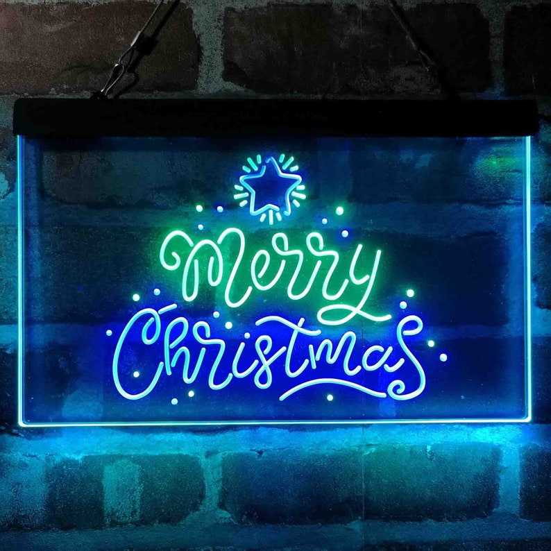 Merry Christmas Star Snow Dual Color LED Neon Sign St6-i4151 - Etsy
