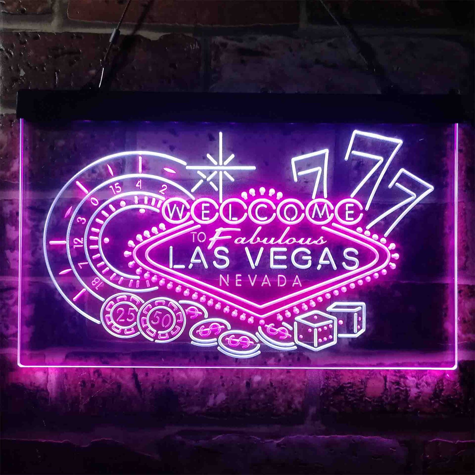 Las Vegas Casino Badge Slot 777 Dual Color LED Neon Sign | Etsy