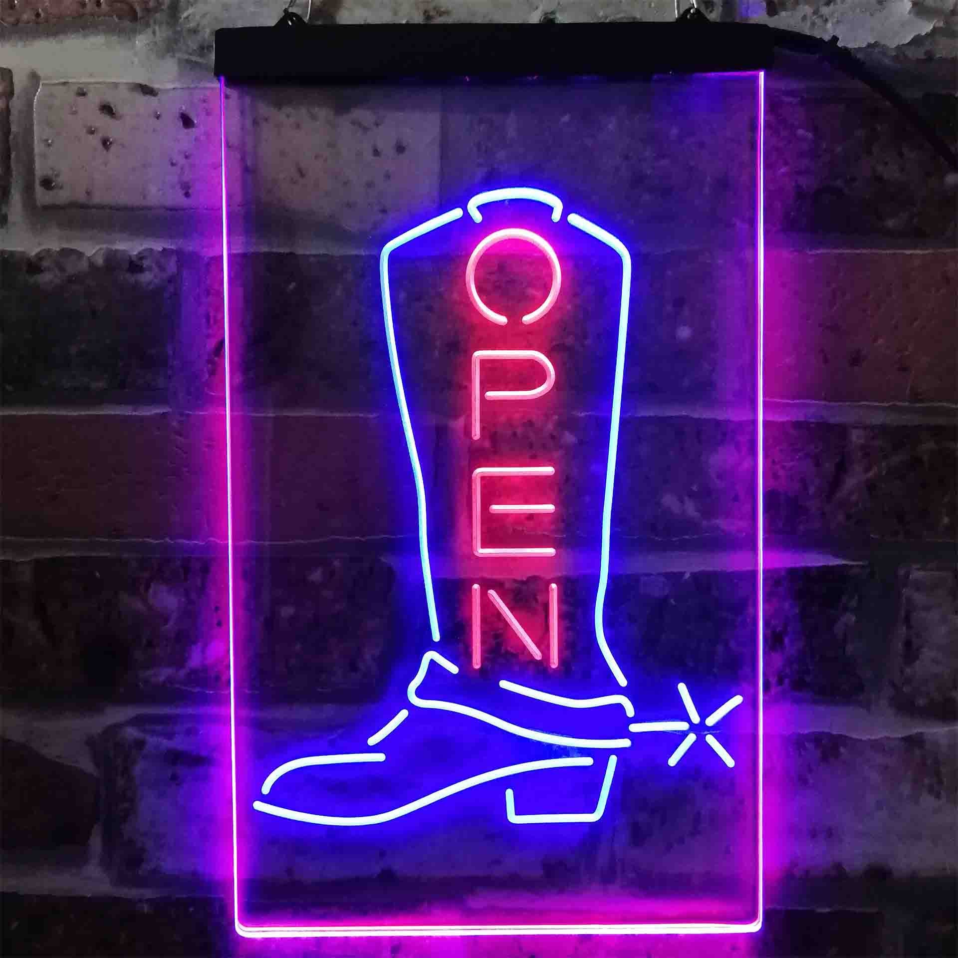 Open Cowboy Shoe Shop Display Dual Color LED Sign St6-i3892 | Etsy