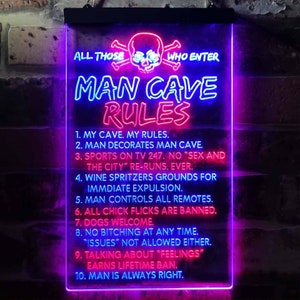Man Cave Rule Game Room Dual Color LED Neon Sign St6-i3756 - Etsy