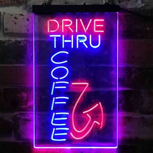 Drive Thru Coffee Dual Color LED Neon Sign St6-i3878 - Etsy