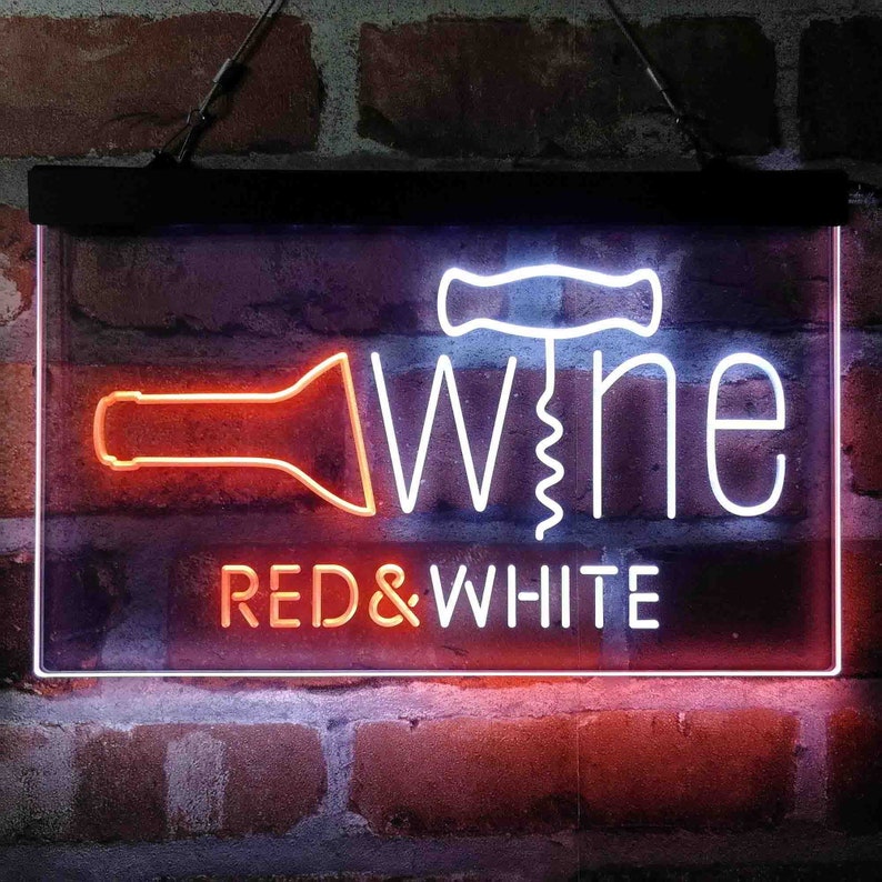 Red & White Wine Opener Display Dual Color LED Neon Sign - Etsy