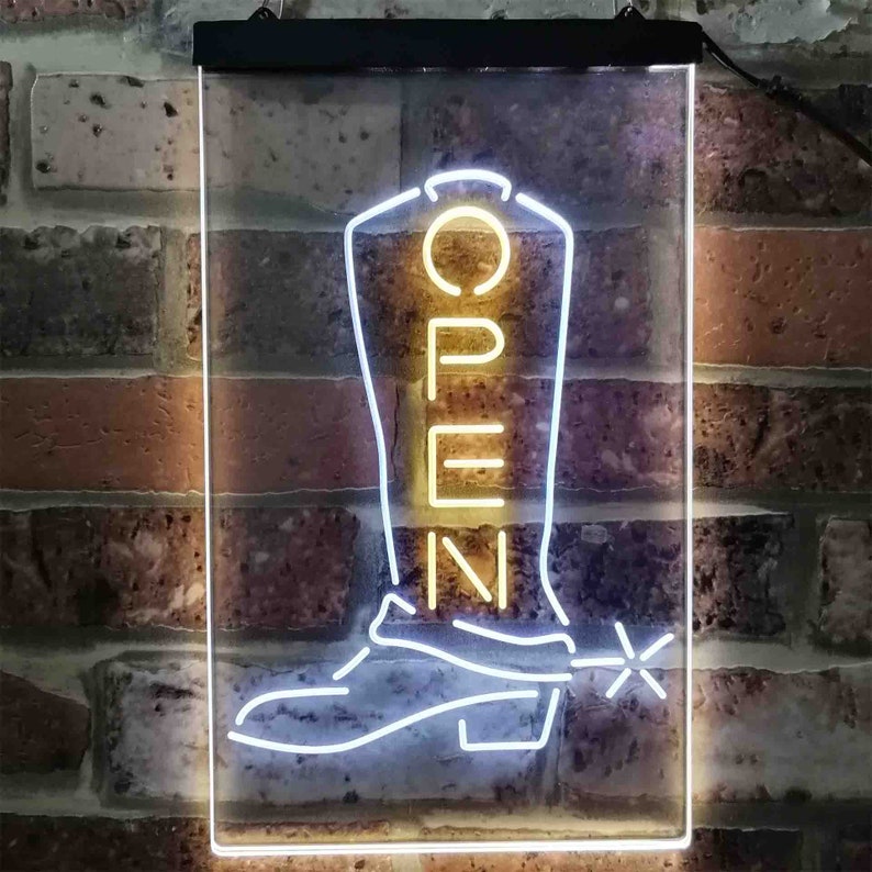 Open Cowboy Shoe Shop Display Dual Color LED Sign St6-i3892 | Etsy