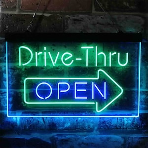 Drive Thru Open Arrow Right Dual Color LED Neon Sign St6-i3886 - Etsy
