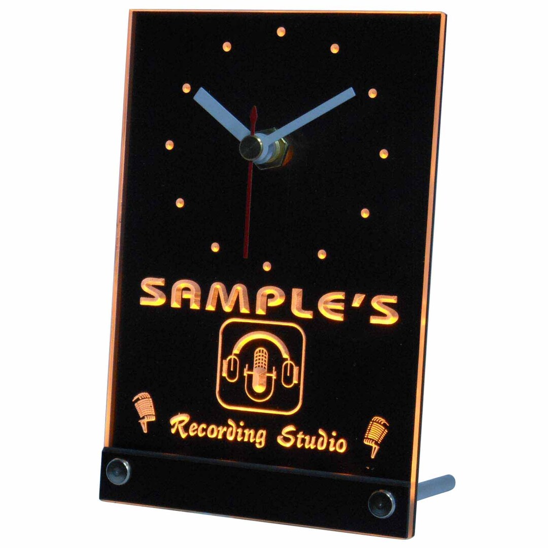 Personalized Custom Recording Studio Microphone Neon Led Table Clock ...