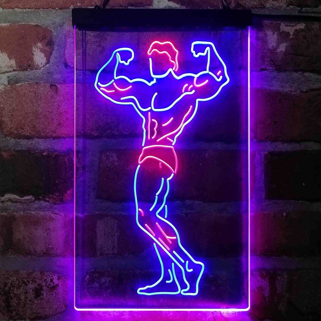 Fitness Club Gym Room Home Keep Fit Man Dual Color LED Sign St6-i4129 ...