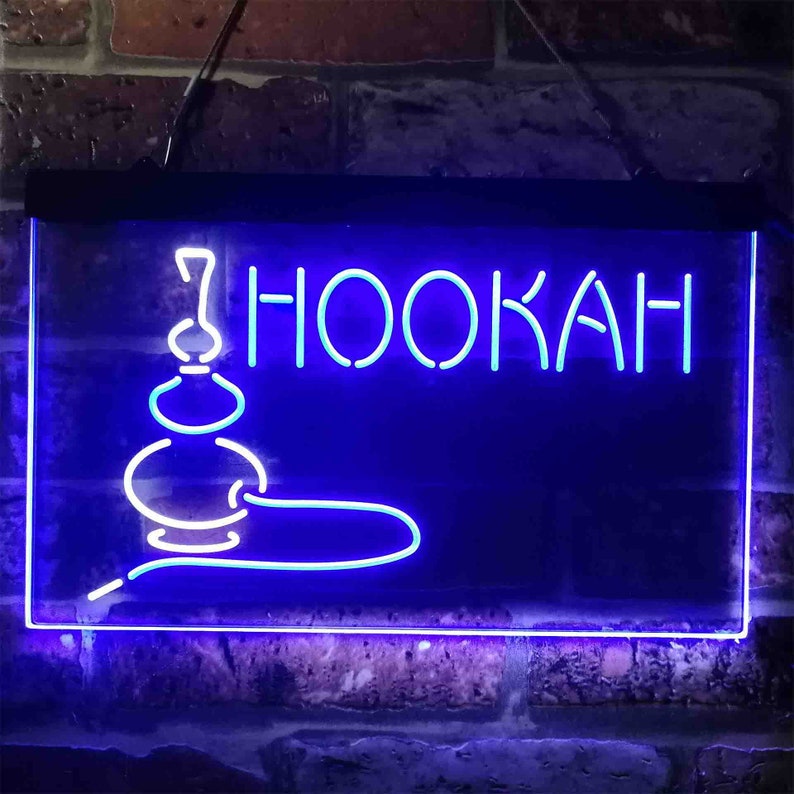 Hookah Smoke Bar Dual Color LED Neon Sign St6-i3906 - Etsy