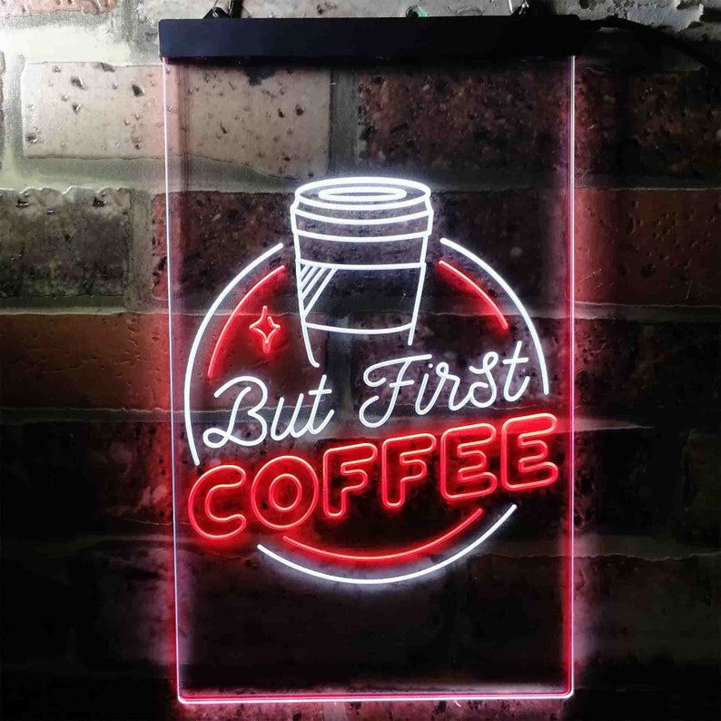 But First Coffee Shop Bedroom Room Dual Color LED Neon Sign - Etsy
