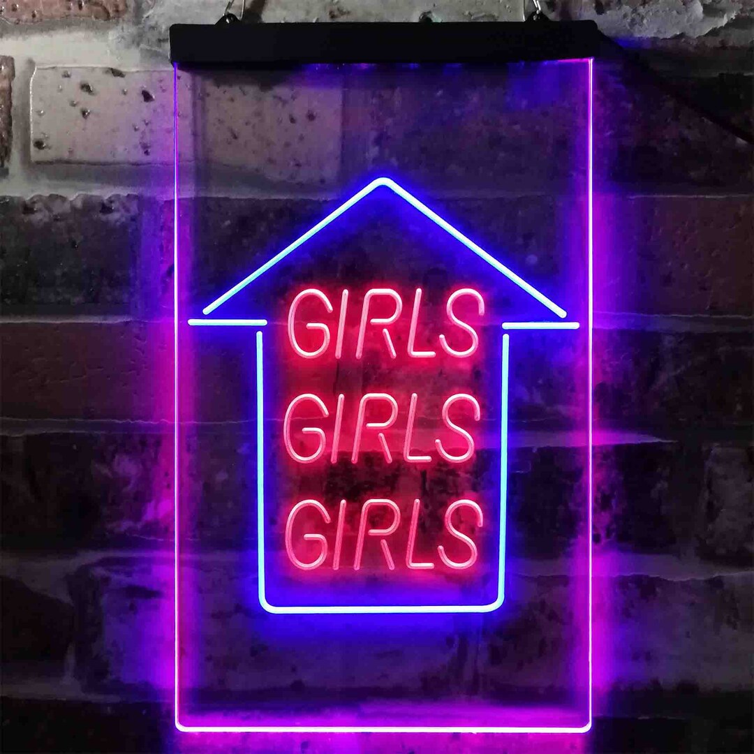 Girls Girls Girls Arrow Room Display Dual Color LED Neon Sign - Etsy