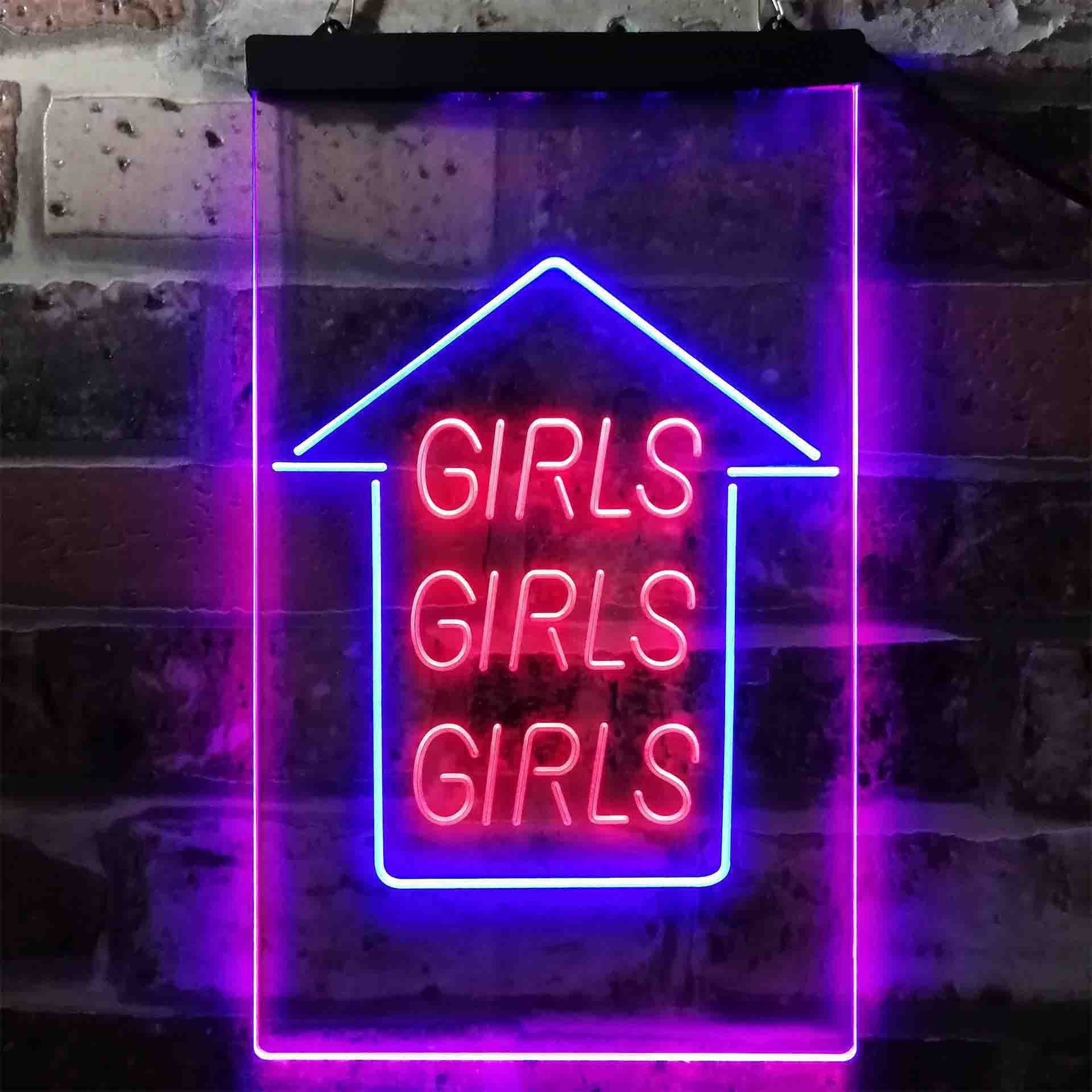 Girls Girls Girls Arrow Room Display Dual Color LED Neon Sign | Etsy