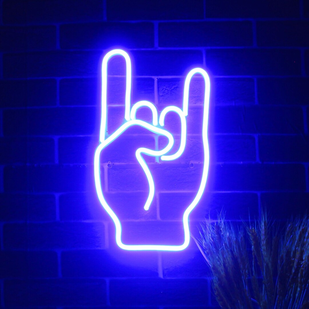 Rock on Hand Sign Kid Room Flex Silicone LED Neon Sign St16-fnu0067 - Etsy