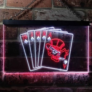 Royal Flush Casino Poker Game Room Dual Color LED Neon Sign St6-i0942 ...