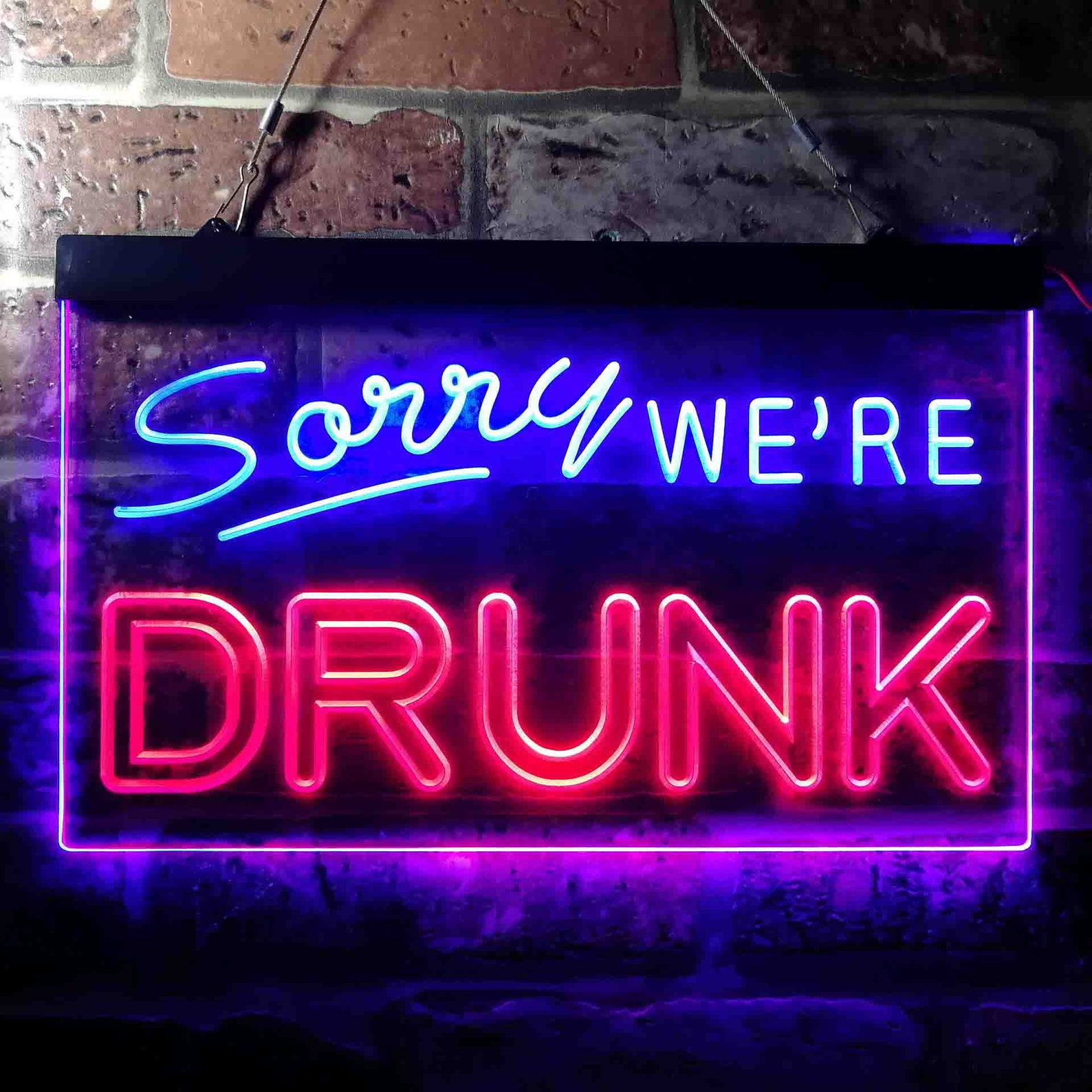 Sorry We're Drunk Humor Bar Funny Dual Color LED Neon Sign St6-i3686 ...