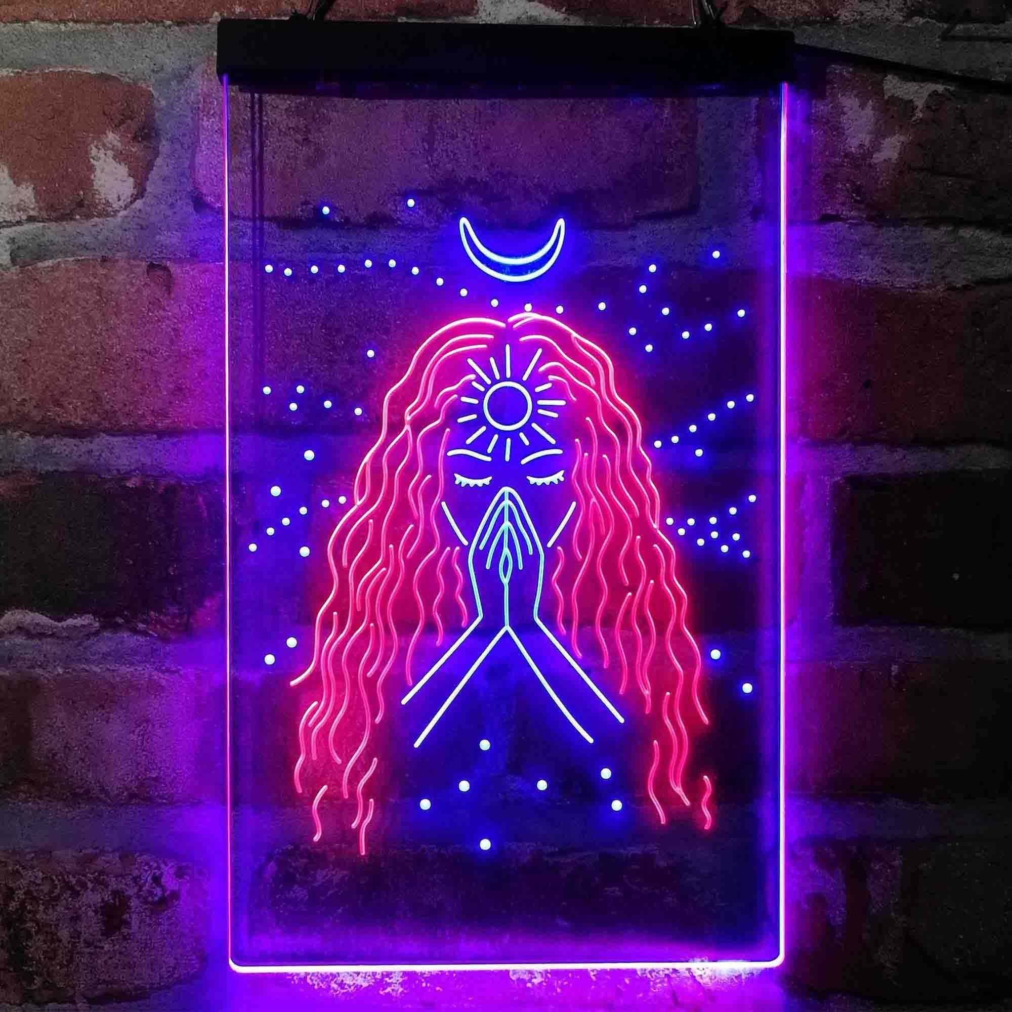 Psychic Girl Moon Star Bedroom Decoration Dual Color LED Sign | Etsy