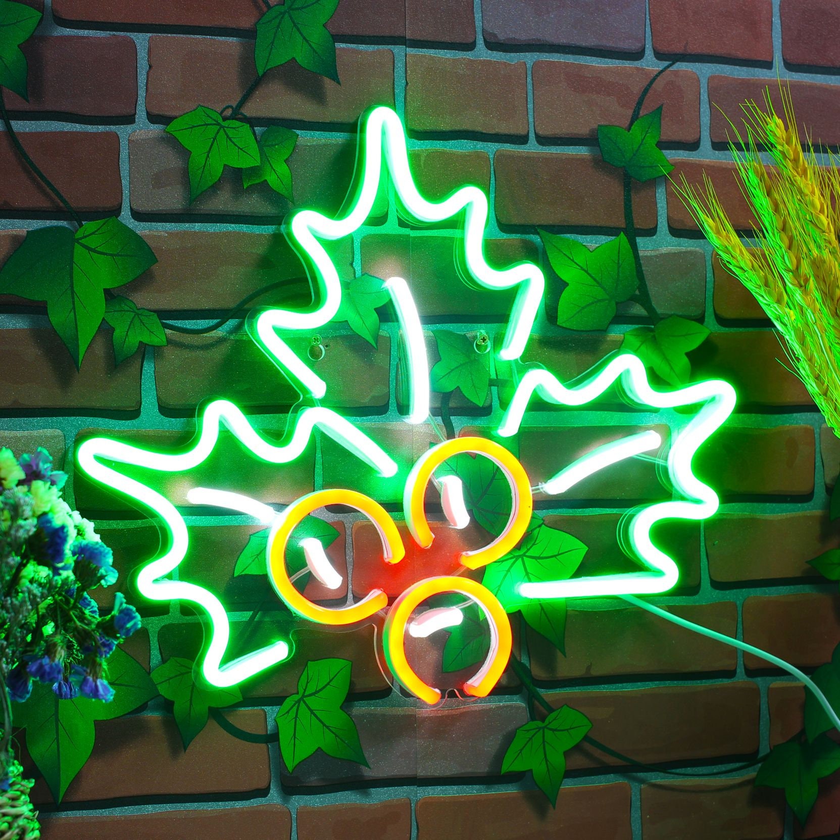 Christmas Holly Leaves Decoration Flex Silicone LED Neon Sign - Etsy