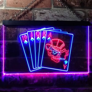 Royal Flush Casino Poker Game Room Dual Color LED Neon Sign St6-i0942 ...