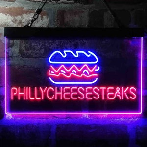 Philly Cheese Steaks Burger CafÃ© Dual Color LED Neon Sign St6-i4028 - Etsy