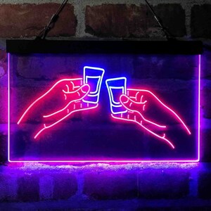 Vodka Shots Cheers Friends Dual Color LED Neon Sign St6-i4068 - Etsy
