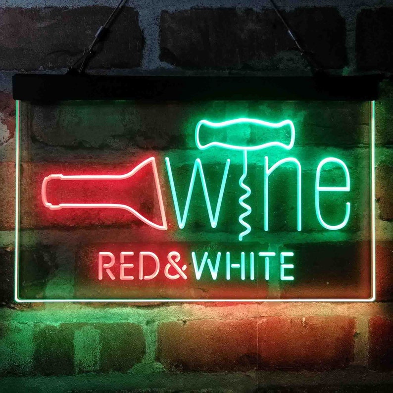 Red & White Wine Opener Display Dual Color LED Neon Sign - Etsy