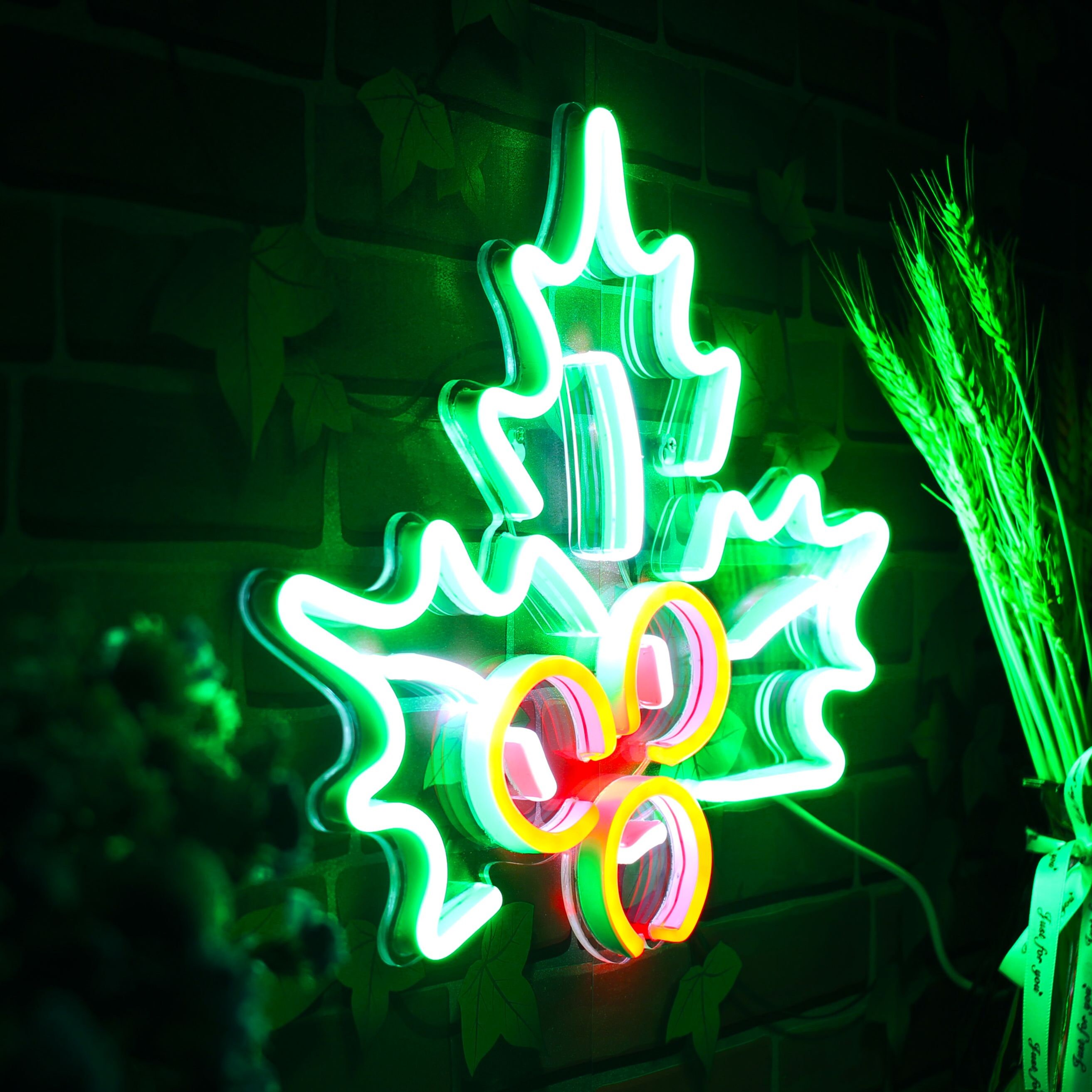 Christmas Holly Leaves Decoration Flex Silicone LED Neon Sign - Etsy