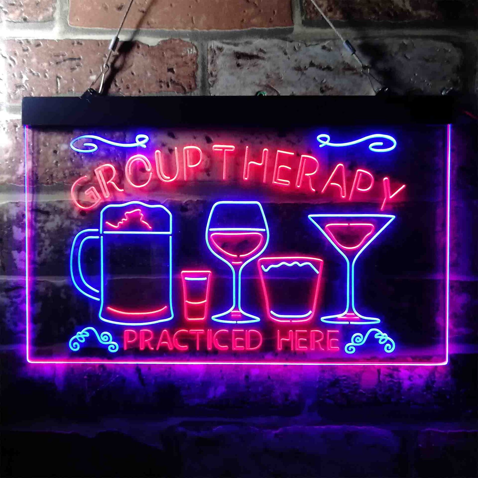 Beer Cocktails Group Therapy Practiced Here Humor Dual Color LED Neon ...