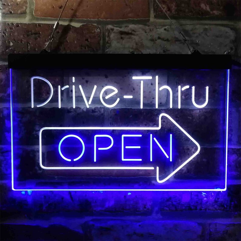 Drive Thru Open Arrow Right Dual Color LED Neon Sign St6-i3886 | Etsy