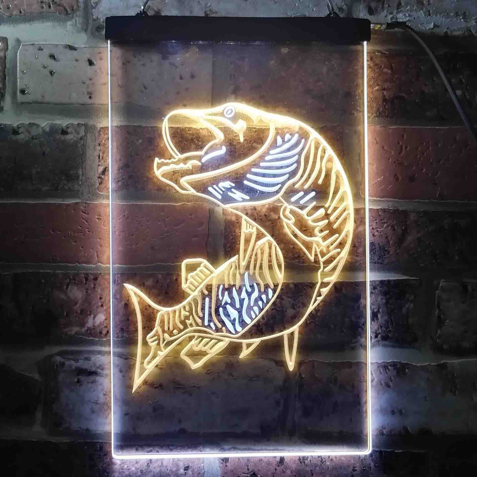 Fish Fly Fishing Cabin Den Display Dual Color LED Neon Sign St6-s0073 ...